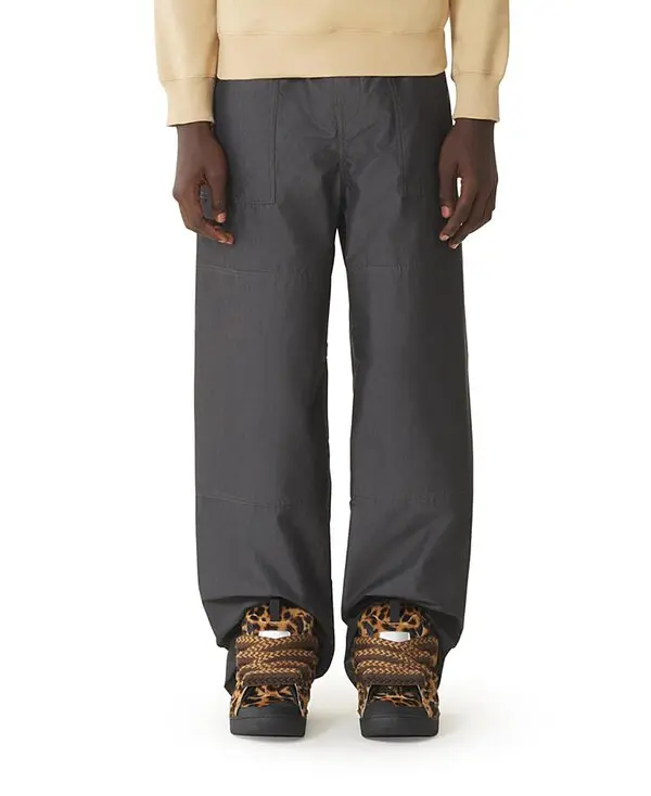 LANVIN Wide-leg Chambray Trousers - Anthracite.
