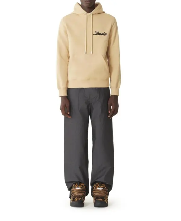 LANVIN Wide-leg Chambray Trousers - Anthracite.