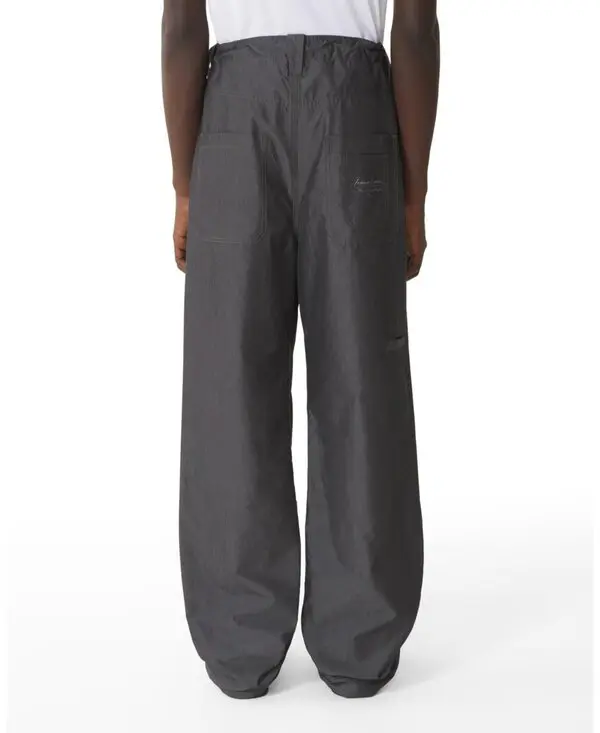 LANVIN Wide-leg Chambray Trousers - Anthracite.