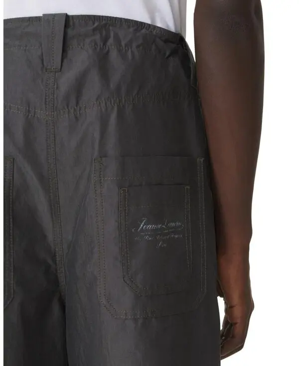 LANVIN Wide-leg Chambray Trousers - Anthracite.