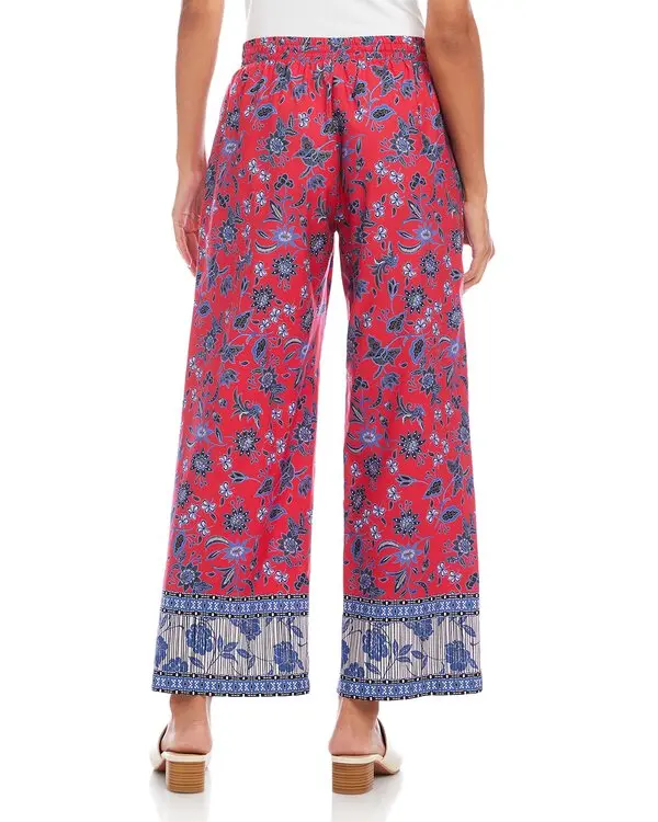 Karen Kane Border Print Cropped Pants - Red