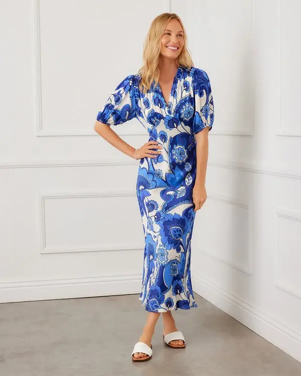 Karen Kane Puff Sleeve Bias Dress