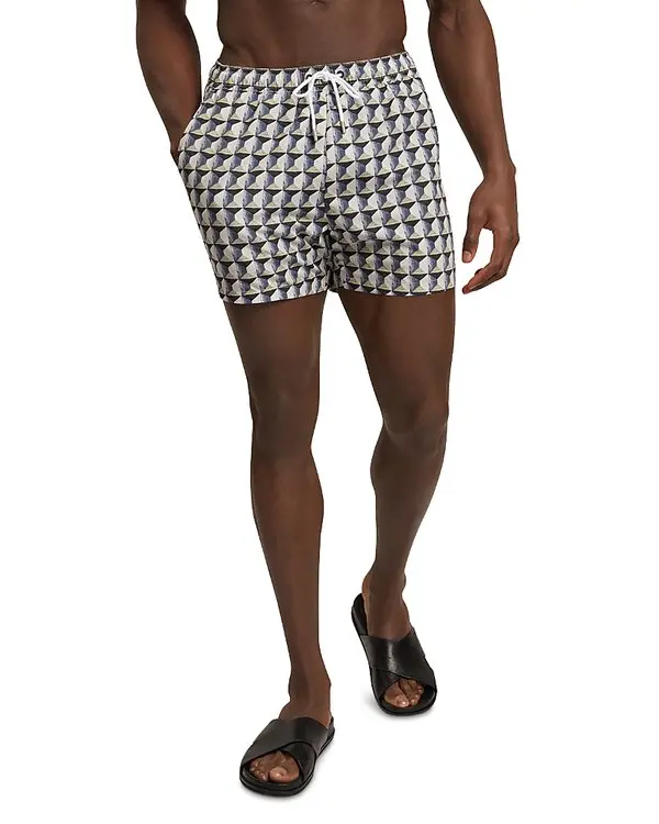 Ted Baker London Belaire Tile Geo Printed Swim Short - Olive