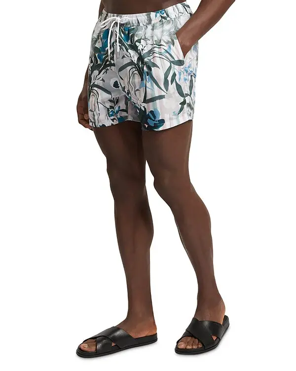Ted Baker London Floral Stripe Printed Swim Short - Blue
