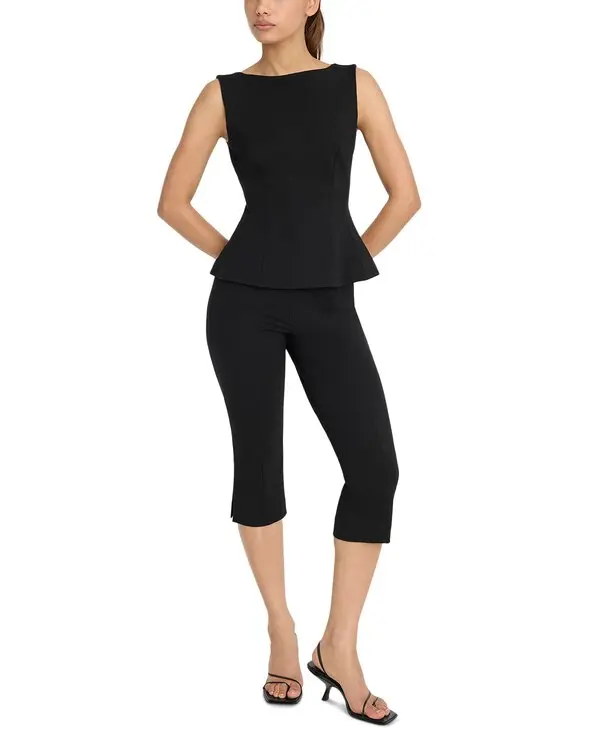 Good American Ponte Straight Neck Top - Black