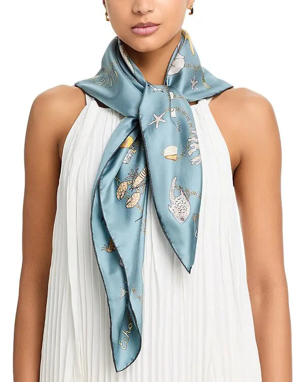 Echo Charmed Series Silk Scarf - Blue Shadow