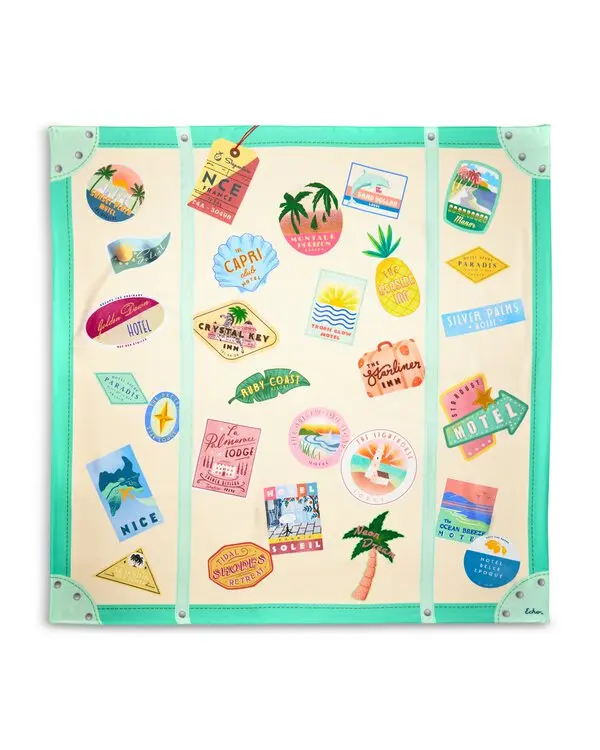 Echo Travel Stickers Square Silk Scarf - Multi
