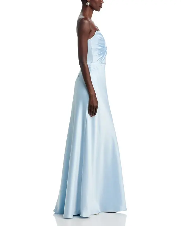 princess polly baby blue dress A-LINE SATIN OFF THE SHOULDER DRESS – DRESS COSMO main image 0