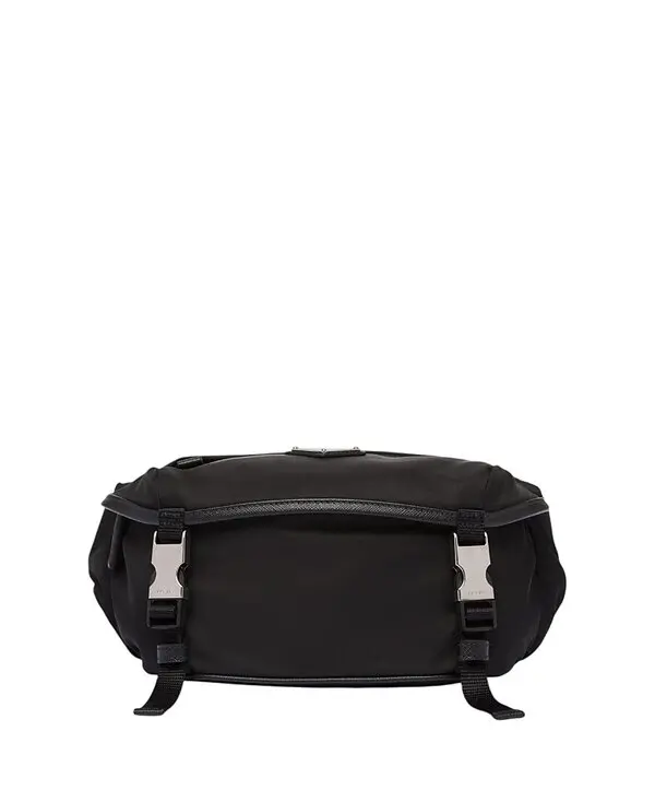 Prada Re-nylon And Saffiano Leather Shoulder Bag - Black