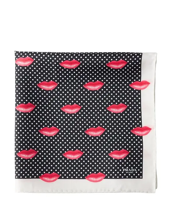 Prada Printed Silk Twill Scarf, 55 X 55 Cm - Black
