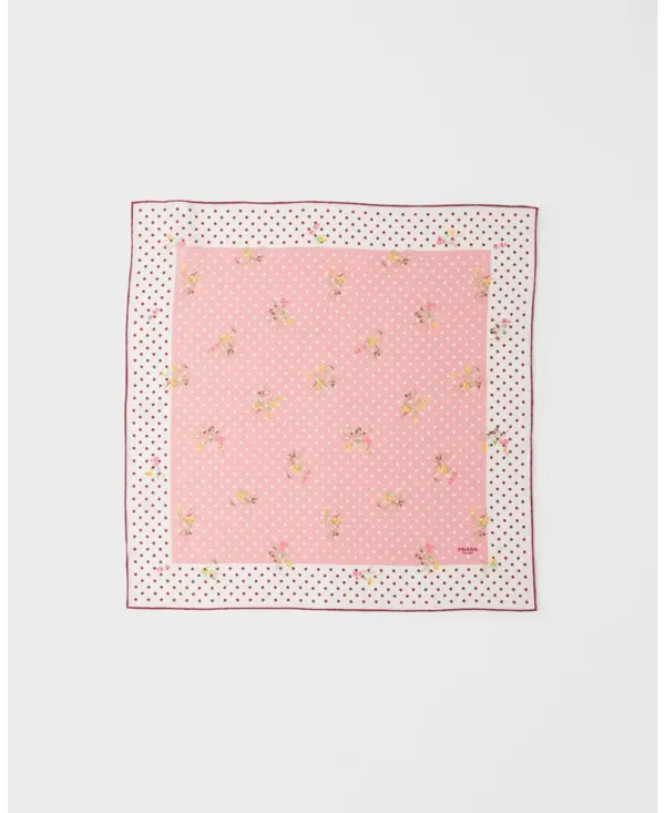 Prada Printed Silk Twill Scarf, 55 X 55 Cm - Pink/sand