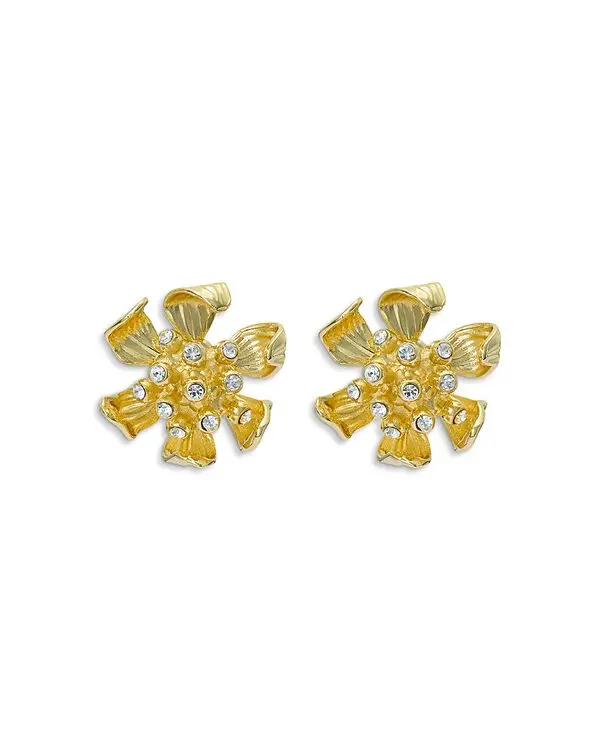 Ted Baker London Futura Furled Flower Stud Earrings - Gold Tone/clear Crystal
