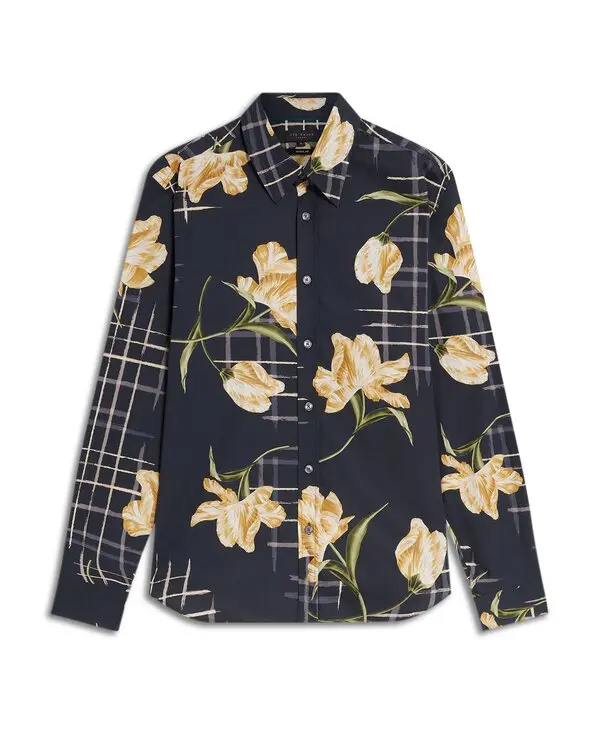 Ted Baker London Quorik Printed Long Sleeve Button Front Shirt