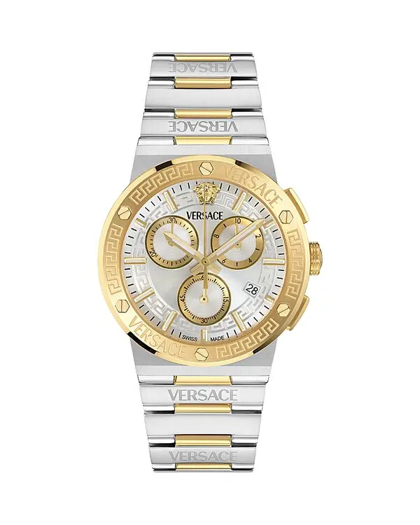 Versace Greca Logo Chronograph Bracelet Watch - Two Tone