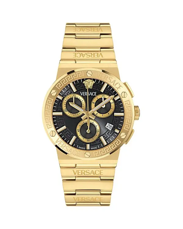 Versace Greca Logo Chronograph 40mm Bracelet Watch - Yellow Gold