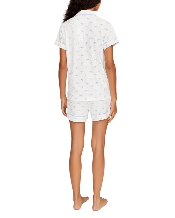 PETITE PLUME Bow Print Short Sleeve Short Pajama Set - White