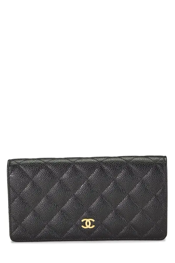 Chanel Caviar Classic Long Yen Wallet - Black