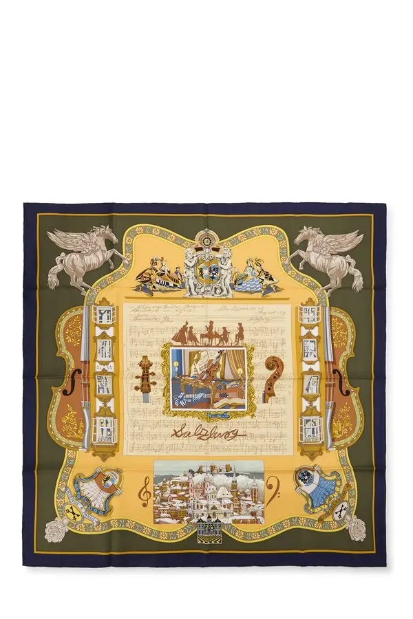 Hermès Multicolor 'salzburg' Silk Scarf 90 - Navy