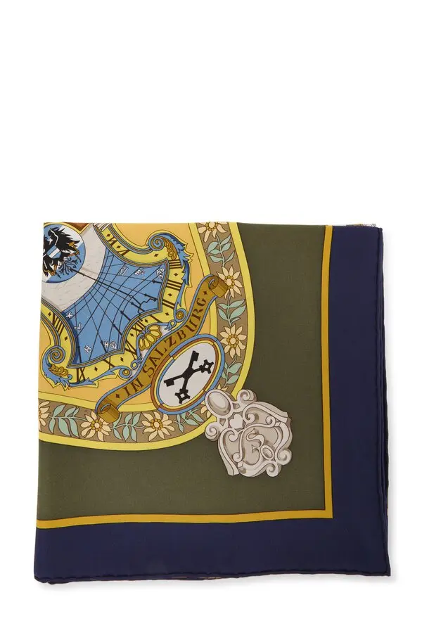 Hermès Multicolor 'salzburg' Silk Scarf 90 - Navy