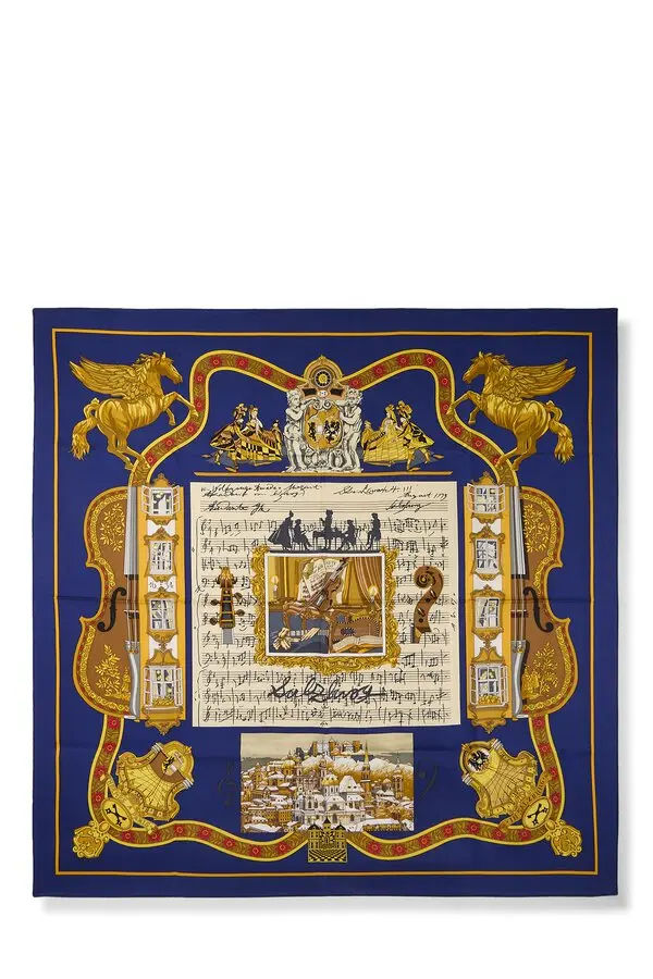 Hermès Multicolor 'salzburg' Silk Scarf 90 - Navy