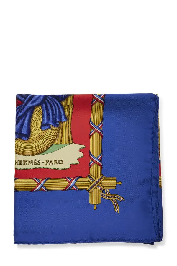 Hermès Multicolor 'republique Francaise Liberte' Silk Scarf 90
