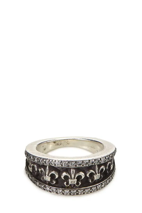 Chrome Hearts Sterling Diamond Fleur-de-lis Band