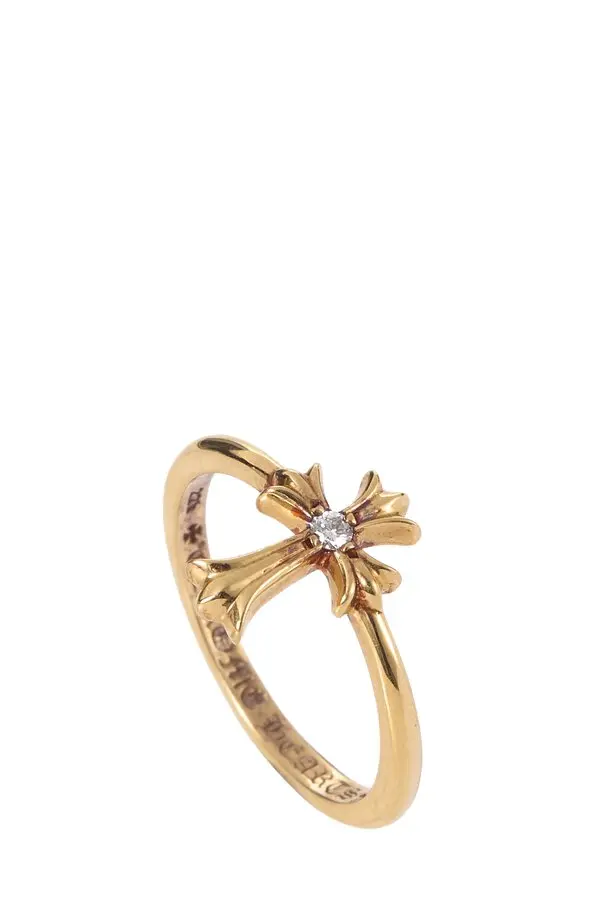 Chrome Hearts Diamond Cross Ring - Gold