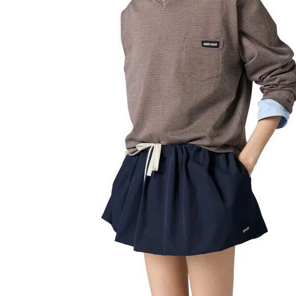 Miu Miu Poplin Miniskirt - Navy