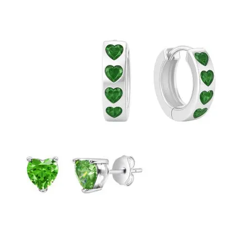 DONATELLO GIAN Hoop And Stud Earring Set - Green