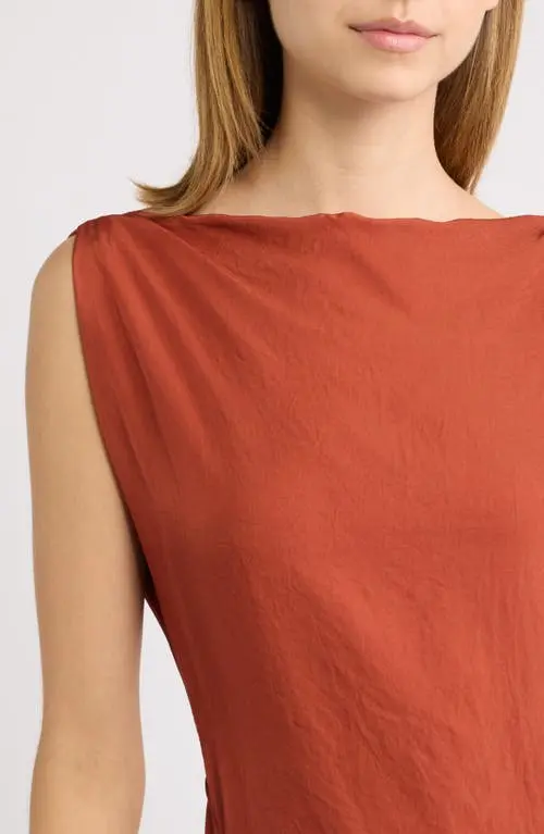 Theory Boat Neck Fit-and-flare Midi Dress - Umber