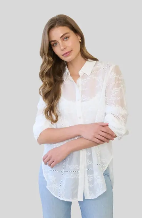 ZOE AND CLAIRE Embroidered Button-down Shirt