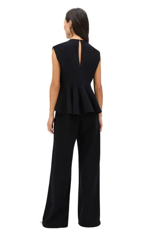 Another Tomorrow Double Face Godet Top - Black