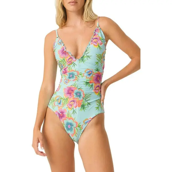 PQ Embroidered Lettuce Edge One-piece Swimsuit - Solana