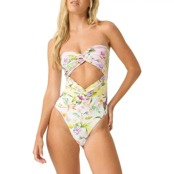 PQ Margeaux Twist Front Cutout One-piece Swimsuit - Paradise Bloom