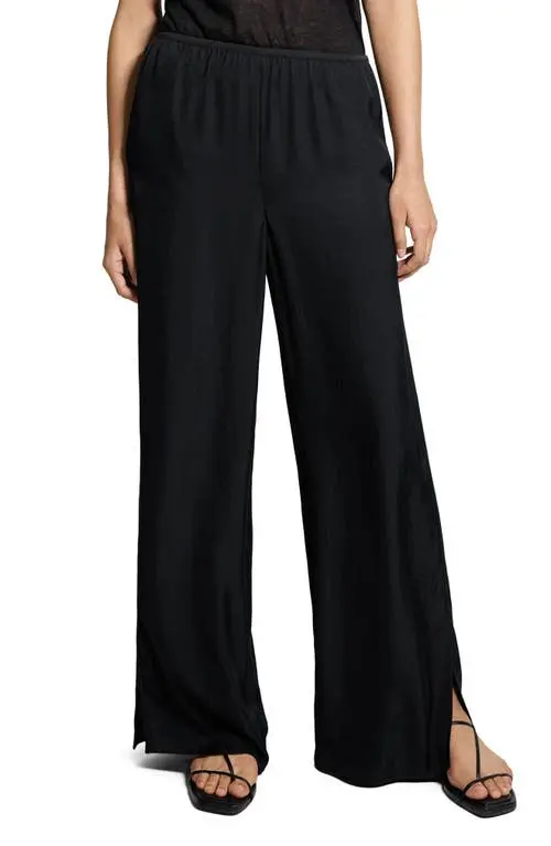Theory Slit Hem Wide Leg Pants - Black