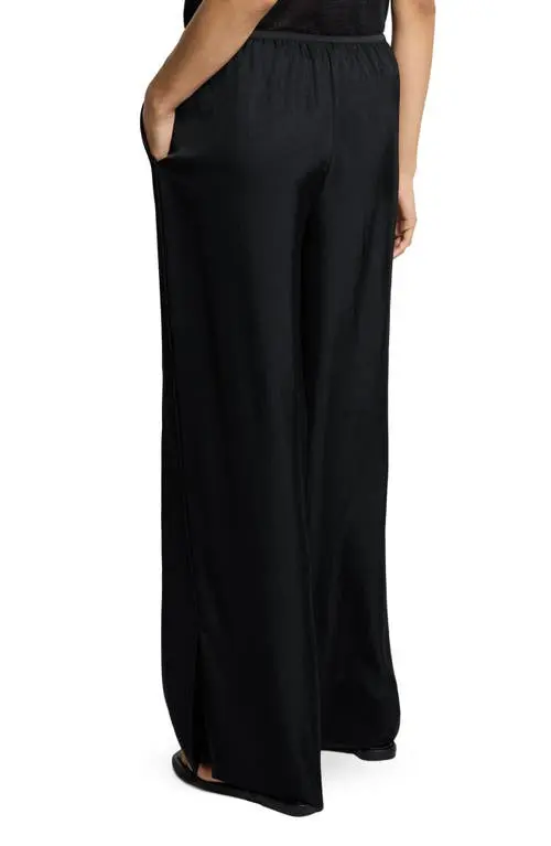 Theory Slit Hem Wide Leg Pants - Black