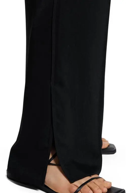 Theory Slit Hem Wide Leg Pants - Black