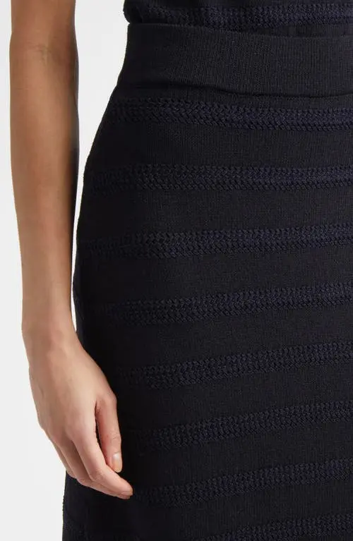 St. John Breton Stripe Wool Blend Sweater Skirt