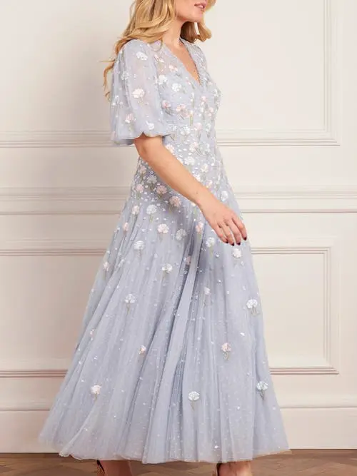 NEEDLE & THREAD Dandelion Ditsy Embroidered Tulle Gown