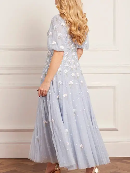 NEEDLE & THREAD Dandelion Ditsy Embroidered Tulle Gown