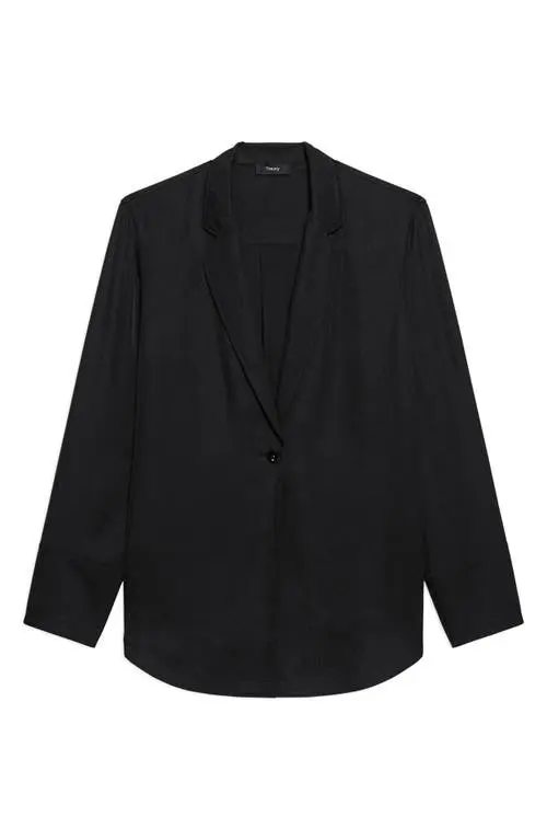 Theory Washed Twill One-button Blazer Shirt