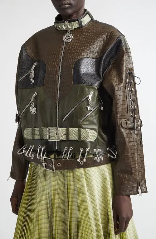 CHOPOVA LOWENA Inversion Lace-up Leather Jacket