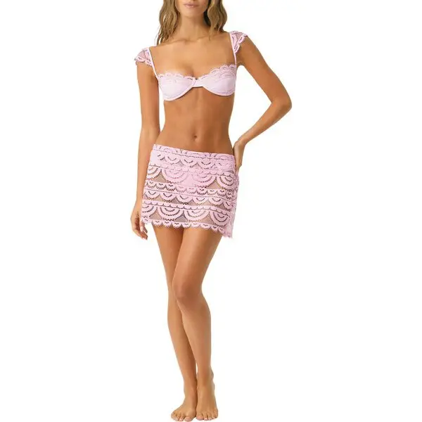 PQ SWIM Maycee Lace Cover-up Skirt - Rose
