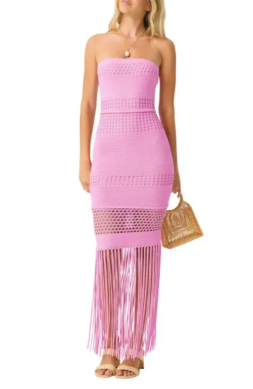 PQ SWIM Melissa Fringe Strapless Dress - Rose