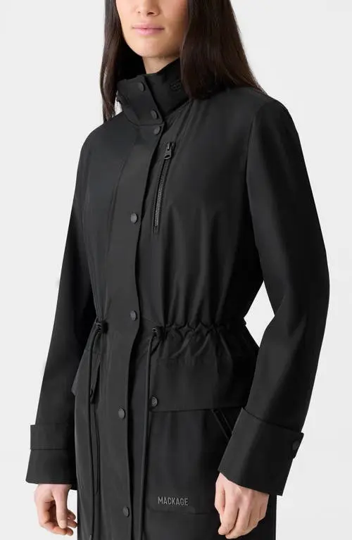 Mackage Magdalena Water Repellent Raincoat With Stowaway Hood - Black