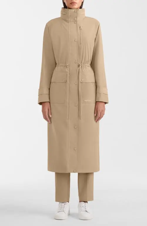 Mackage Magdalena Water Repellent Raincoat With Stowaway Hood - Light Camel