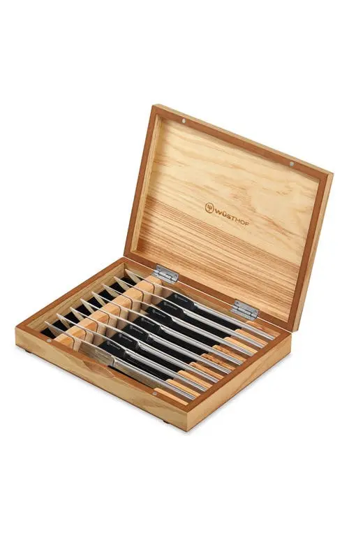 WUSTHOF 8-piece Stainless Mignon Steak Knife Set - Black