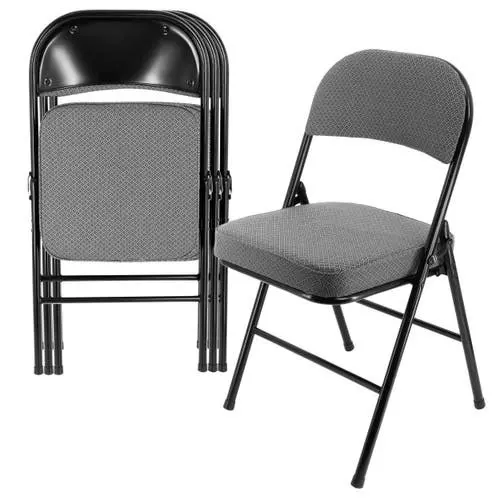 ELAMA 4 Piece Metal Folding Chair With 2.2 Inch Padded Seats In Gray - Grey