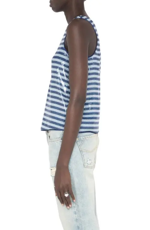 Zadig&Voltaire Tarys Sequin Stripe Sleeveless Tank - Sky