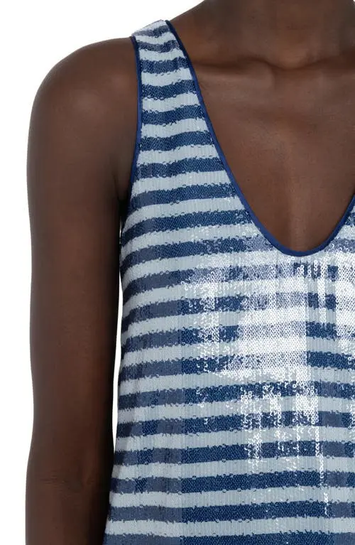 Zadig&Voltaire Tarys Sequin Stripe Sleeveless Tank - Sky
